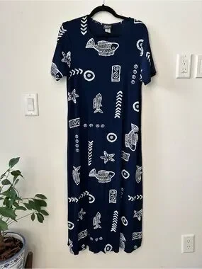 Dresses | Vintage Royal Creation Navy Fish Tropical Nautical Short ...